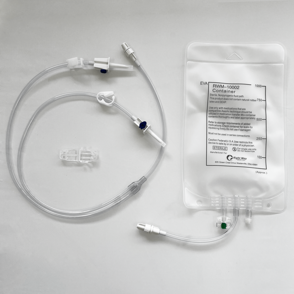 RWM 1000mL Empty EVA Bag, 3 Port, 2 Leg - Right Way Medical
